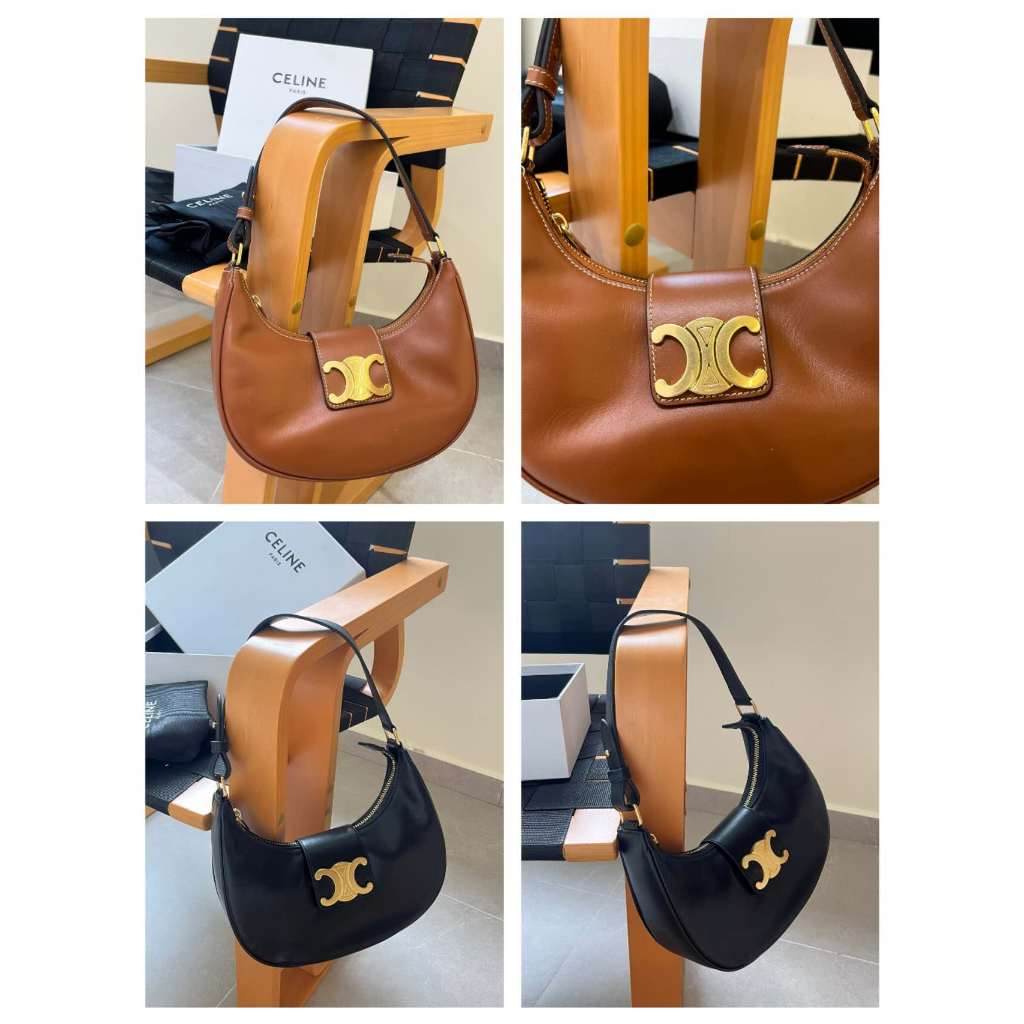 Jual Pre Order CELINE Tas Ketiak Arc de Triomphe emas hitam Tas Bahu ...