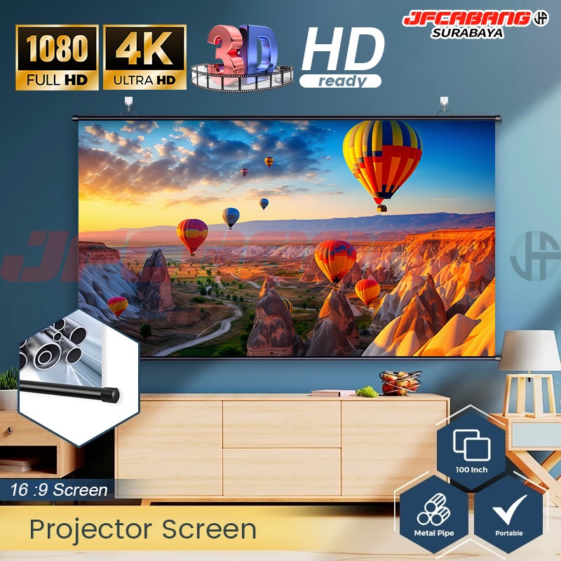 Jual Layar Proyektor / Screen Projector 100" 16 : 9 Manual Gantung ...