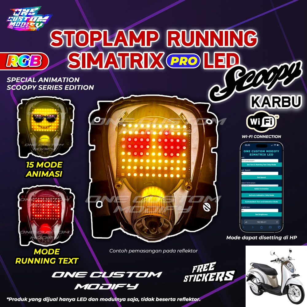 Jual Stoplamp Running Text Animasi Scoopy Karbu Simatrix Pro RGB Lampu ...