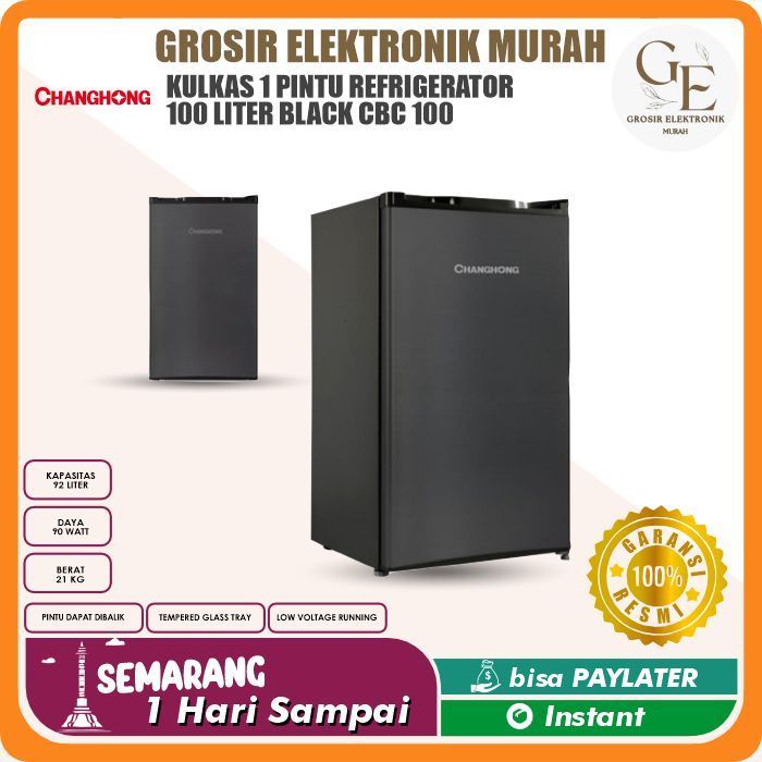 Jual Changhong Kulkas 1 pintu Kapasitas 100 Liter Black CBC 100 CBC100 ...