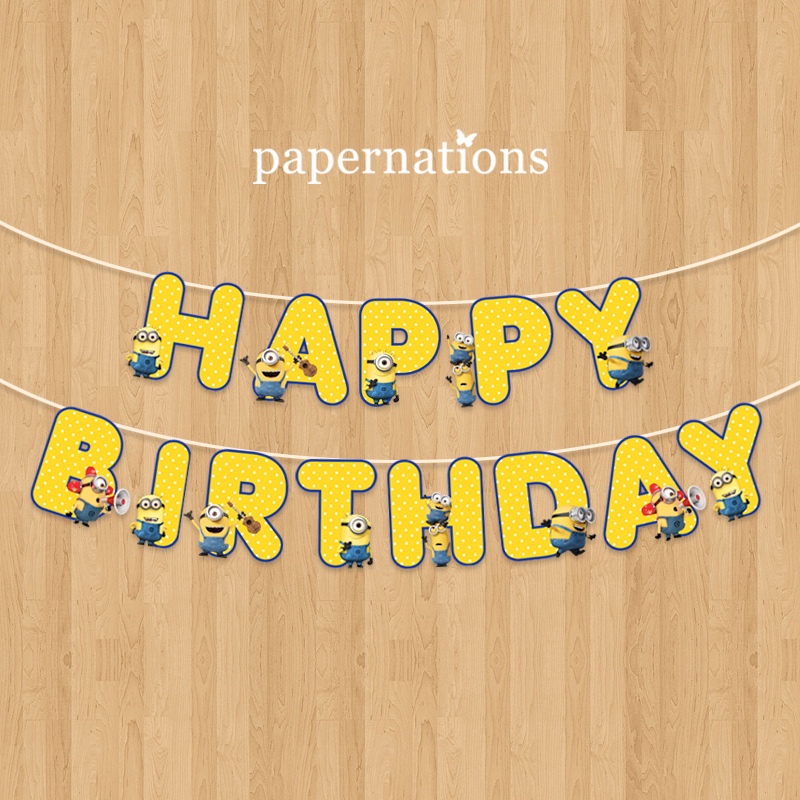 Jual Banner Happy Birthday Minions Despicable Me / Banner HBD Minions ...