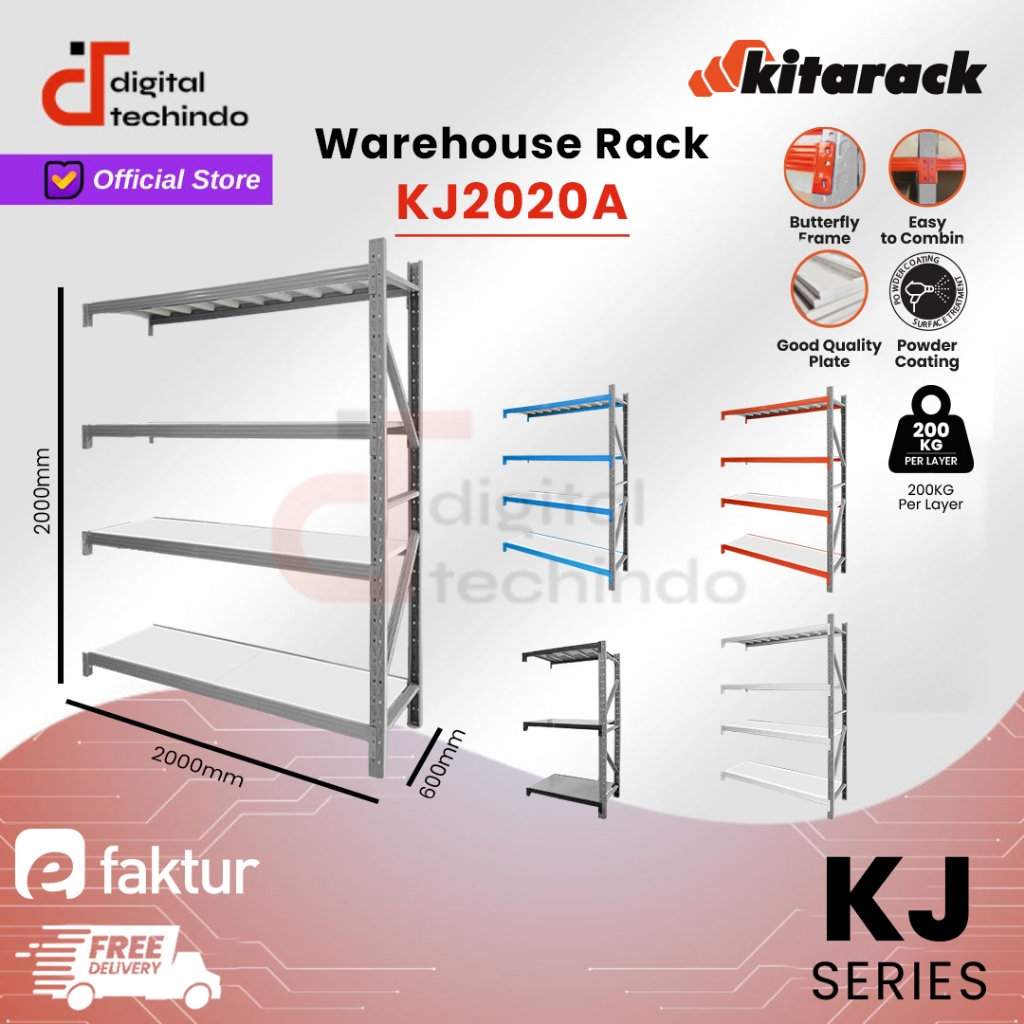 Jual KITARACK KJ2020A Light Duty JOINTER Rack 3/4 Layer Rak Gudang Besi ...