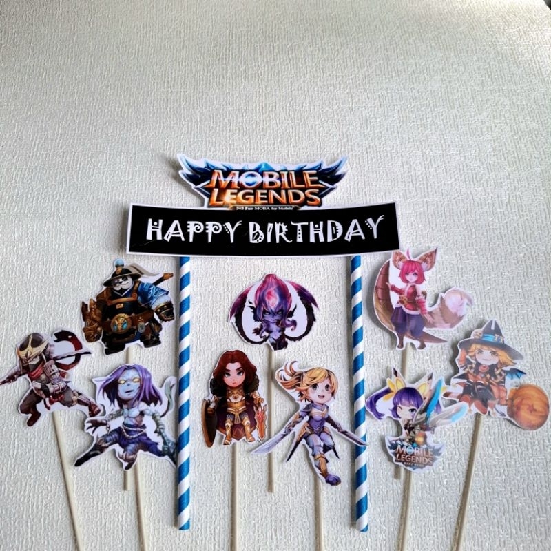Jual Topper Cake Gambar Mobile Legends/Hiasan kue ulang tahun/Tusukan ...