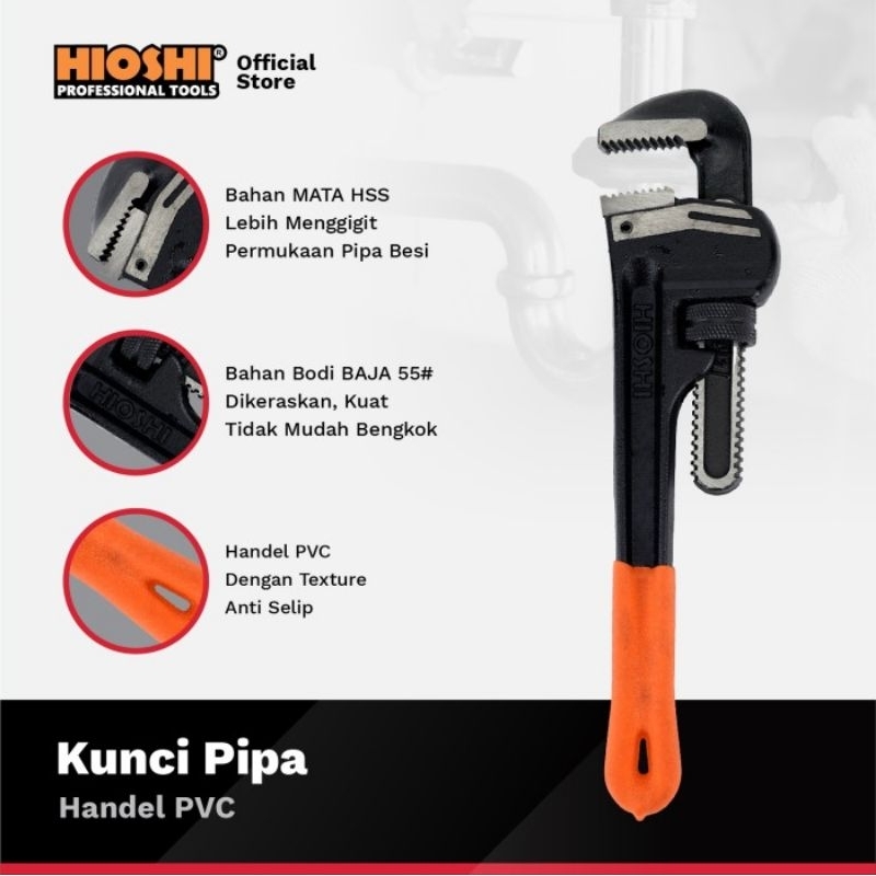 Jual PETEKOL / KUNCI PIPA HIOSHI TYPE HD 10" / 14" pipa wrench HIOSHI ...