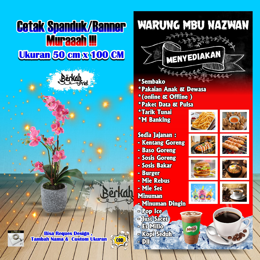 Jual Spanduk Banner Aneka jajanan ukuran 50 cm x 100 cm | Shopee Indonesia