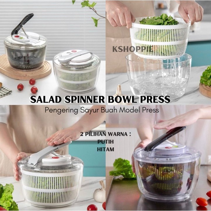 Jual Salad Spinner Pencet / Peniris Pengering Sayuran Putar / Wadah ...