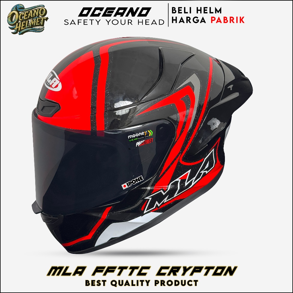 Jual Helm MLA TTC Crypton / Motif Perfomance Red Kaca Visor Hitam Smoke ...