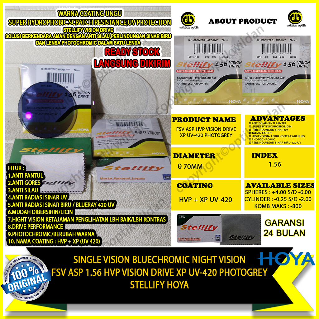 Jual HOYA VISION DRIVE FSV ASP 1.56 HVP VISION DRIVE XP UV-420 ...