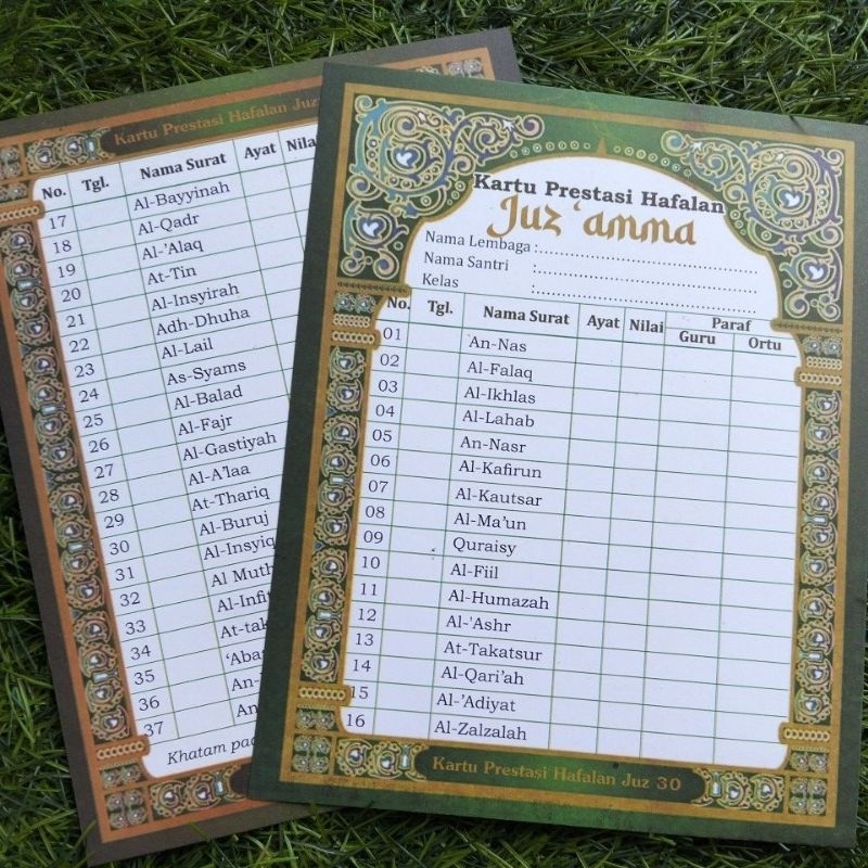 Jual KARTU HAFALAN JUZ AMMA 10 LEMBAR | TEBAL | Full Colour | Shopee Indonesia