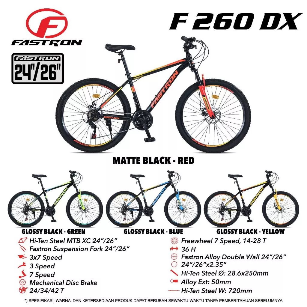 Jual SEPEDA GUNUNG MTB 20 24 26 INCH FASTRON 260 DX 3X7 SPEED REM ...