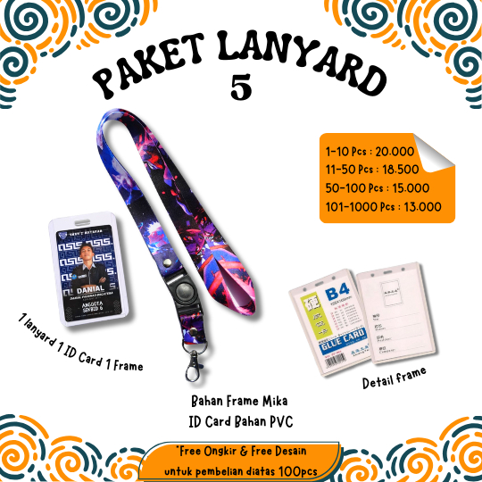 Jual PAKET Lanyard+IDCARD+Frame holder mika berbagai ukuran B1, B2, B3 ...