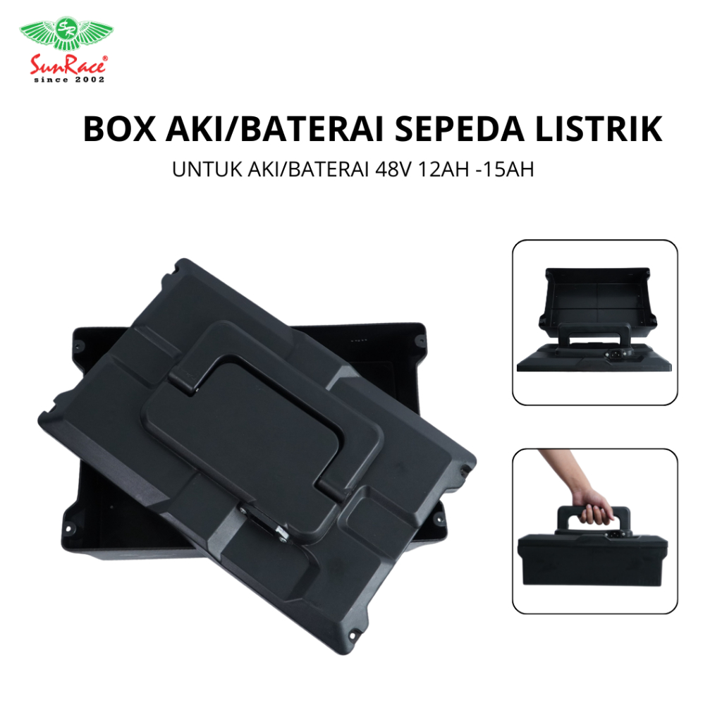 Jual BOX AKI/BATERAI TEMPAT PENYIMPANAN AKI/BATERAI SEPEDA LISTRIK 48V 12AH UNIVERSAL | Shopee ...