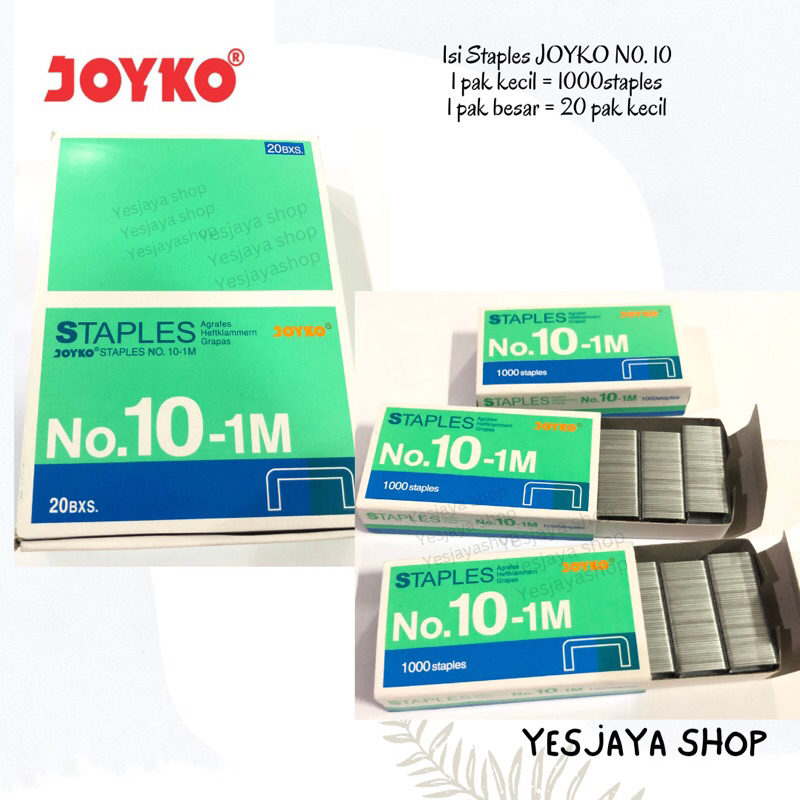 Jual {1 pak BESAR} Isi Staples JOYKO NO 10 (1 PAK ISI 20 KOTAK) / Isi ...
