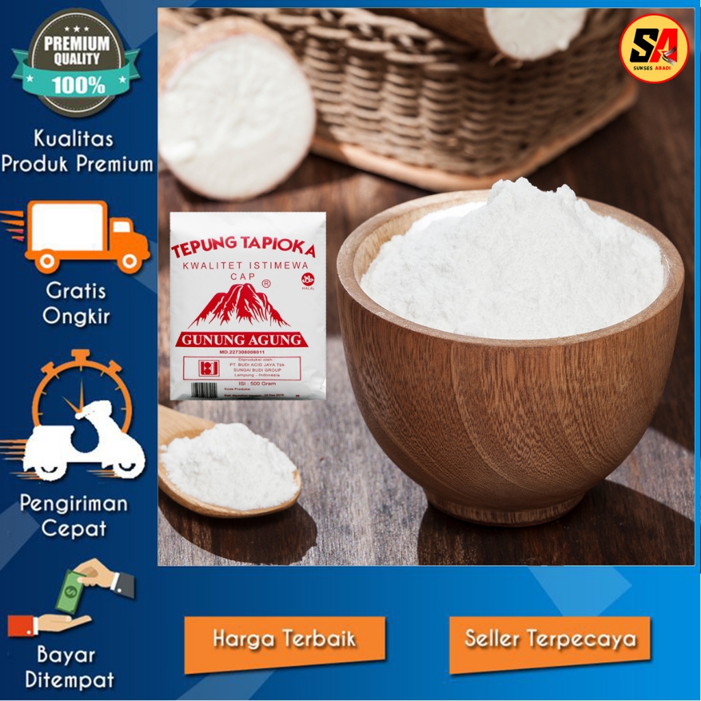 Jual TEPUNG TAPIOKA SAGU CAP GUNUNG AGUNG KEMASAN 500 GRAM | Shopee ...