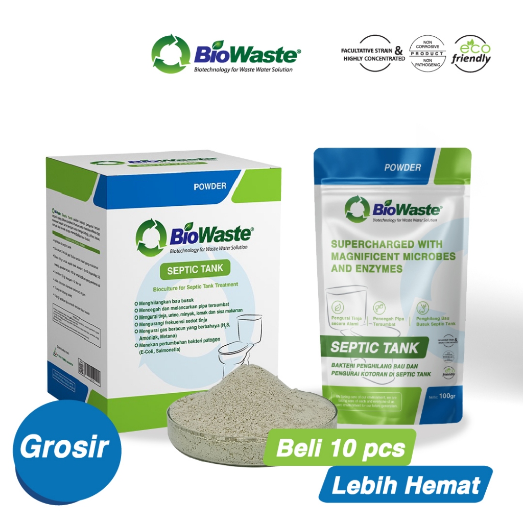 Jual Bakteri Pengurai Limbah Tinja BioWaste Septic Tank box 10pcs 100gr ...