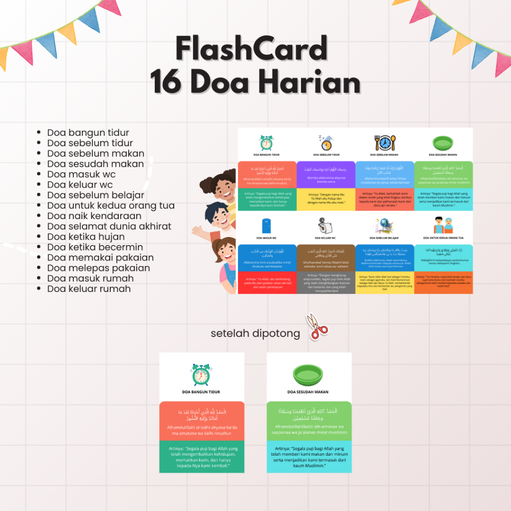 Jual Flashcard 16 Doa Harian untuk anak || Metode Belajar Anak Lebih ...