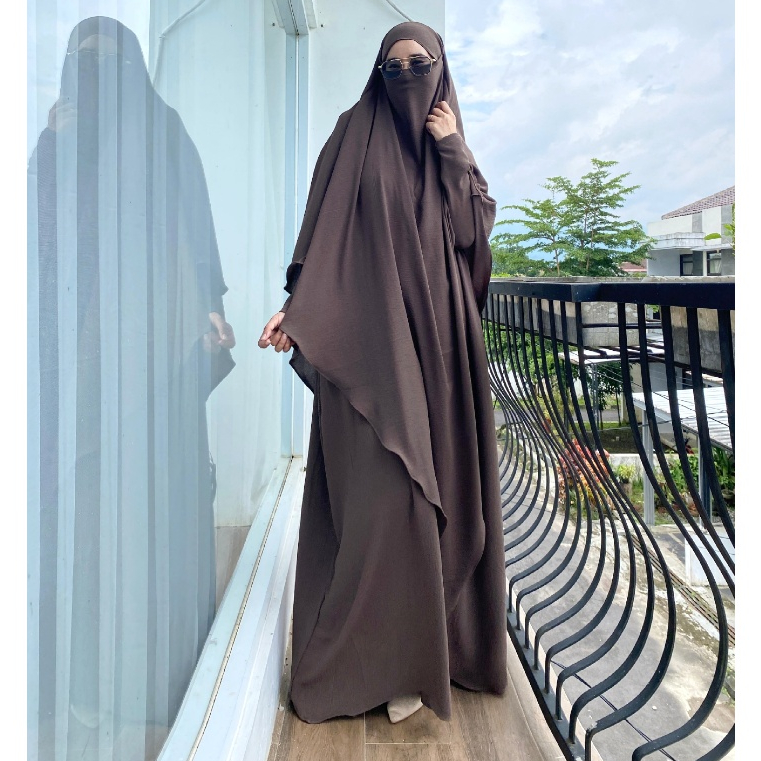 Jual SYAQI Gamis Abaya Set French Khimar Jumbo Syari Wanita Muslim Haji Umroh Model Turki Arab ...