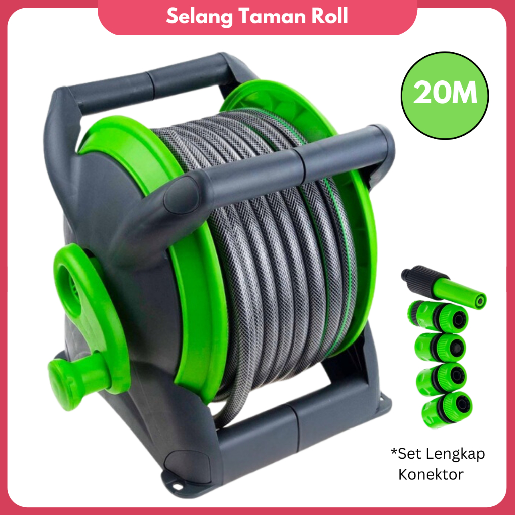 Jual Gulungan Selang 20 Meter Selang Air Hose Reel Penyiraman Tanaman ...