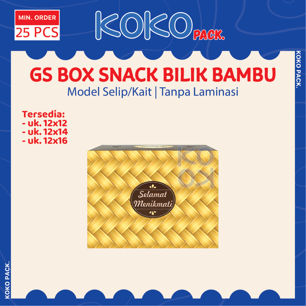 Jual GS Box Snack Motif Bilik Bambu uk. 12x12 , 12x14 , 12x16 cm Tebal 310gr Tanpa Laminasi ...