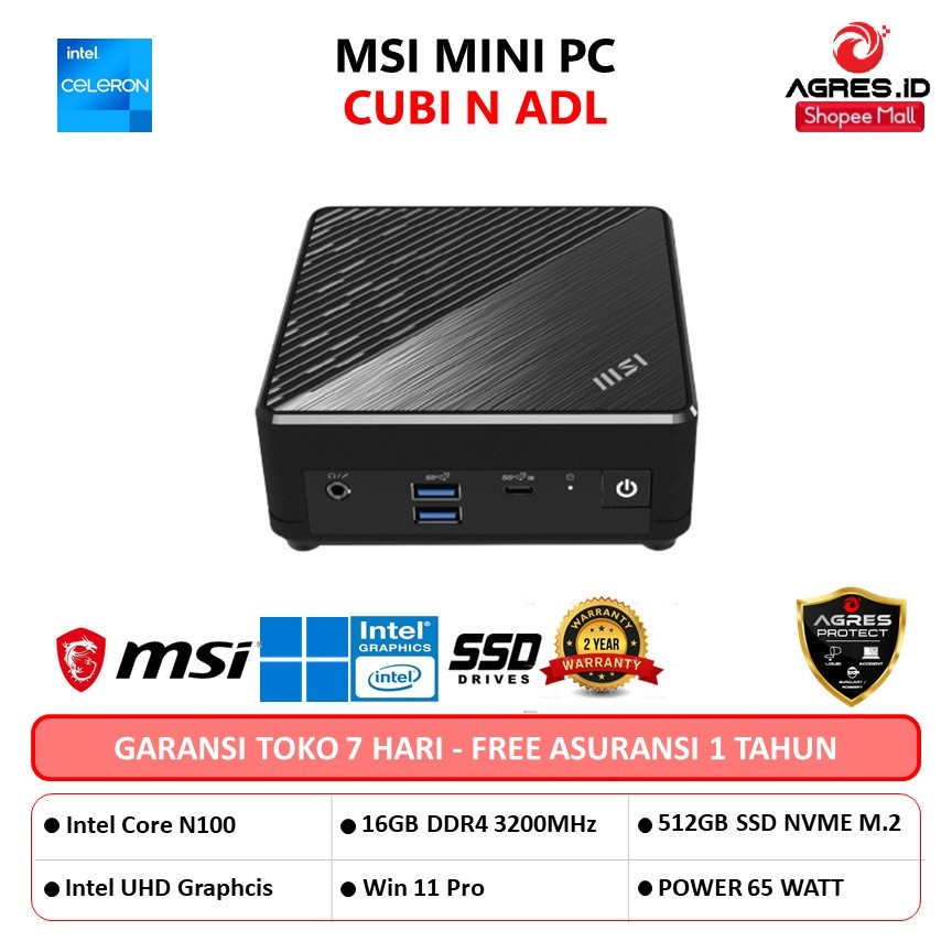 Jual MSI MINI PC CUBI N ADL N100 16GB 512GB W11PRO | Shopee Indonesia