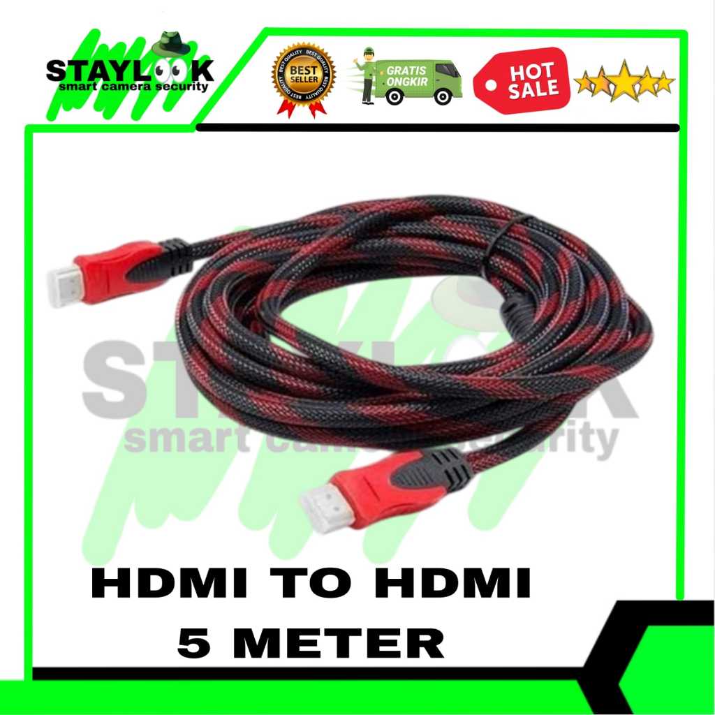 Jual KABEL HDMI 5M JARING / HDMI 5 M / HDMI 5 METER / KABEL HDMI TO HDMI 5 METER | Shopee Indonesia