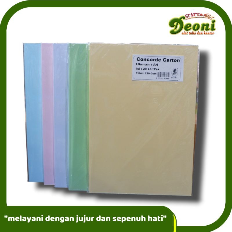 Jual BAMBOO Kertas Karton Concorde A4 220gsm ( 1 Pak / 20 Lembar ...