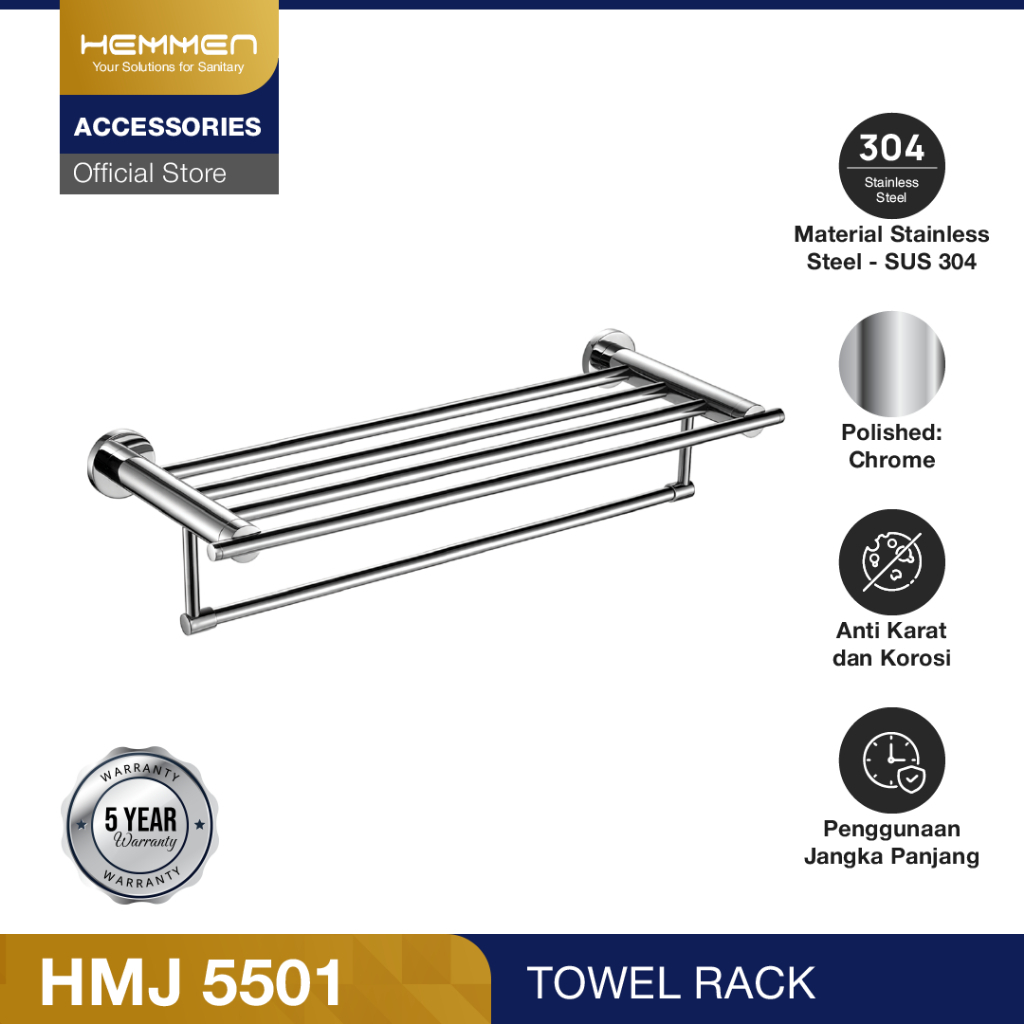 Jual Hemmen Towel Rack Sus 304 HMJ5501 | Shopee Indonesia