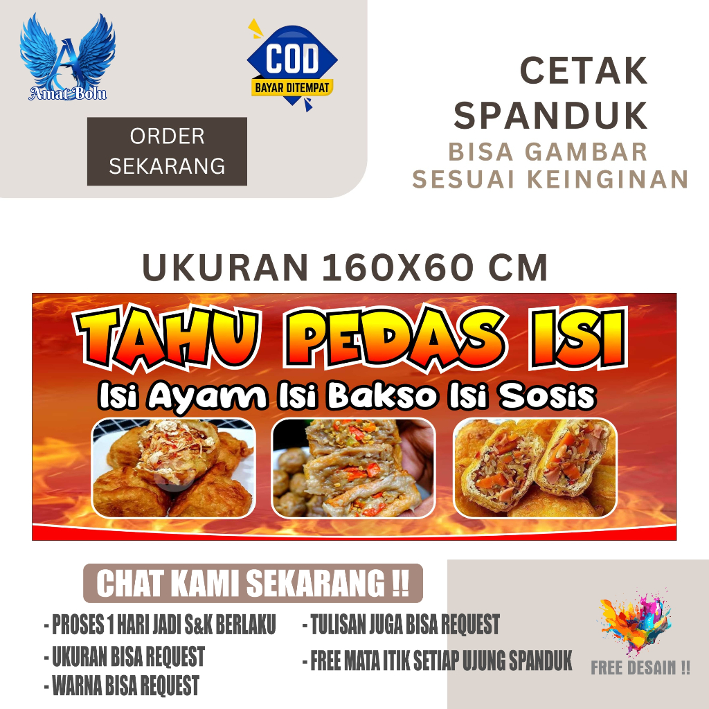 Jual Cetak Spanduk Banner TAHU PEDAS ISI Costom Desain | Shopee Indonesia