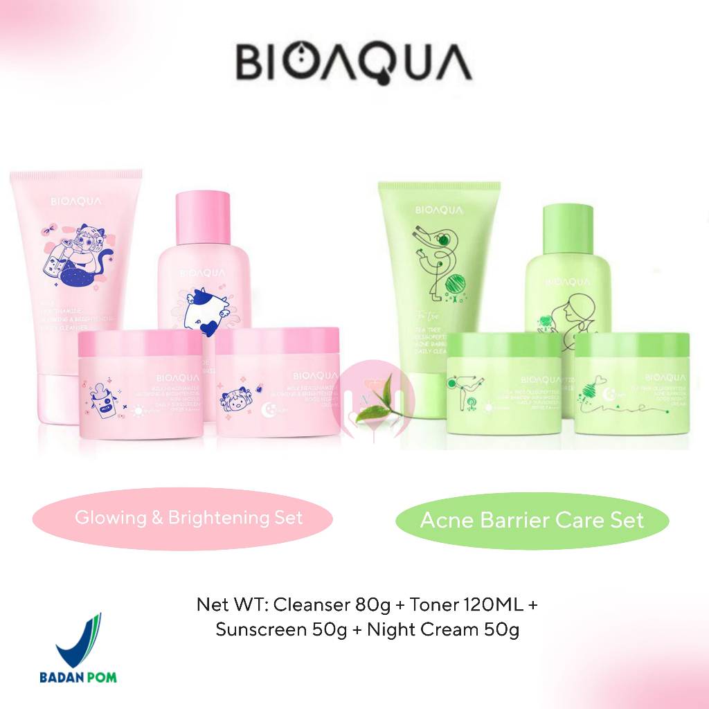 Jual BIOAQUA SKINCARE SET PAKET NIACINAMIDE GLOWING SET | ACNE SET TEA ...