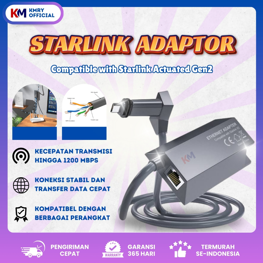 Jual KMRY STARLINK Adaptor Lan Starlink V2/Gen 2 Starlink Ethernet ...