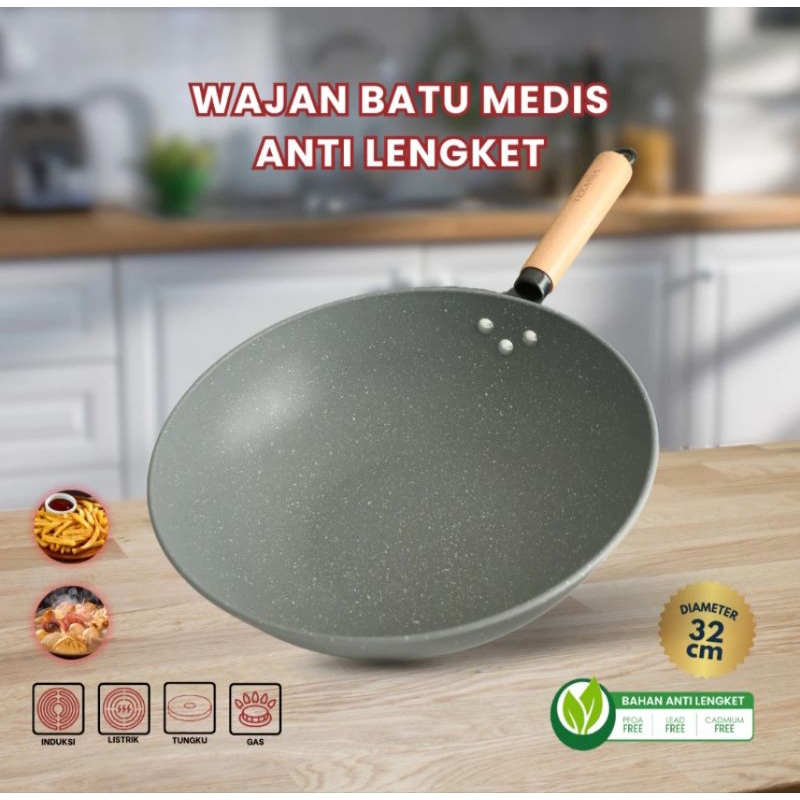 Jual Wajan Batu Medis Anti Lengket Diameter 32cm | Shopee Indonesia