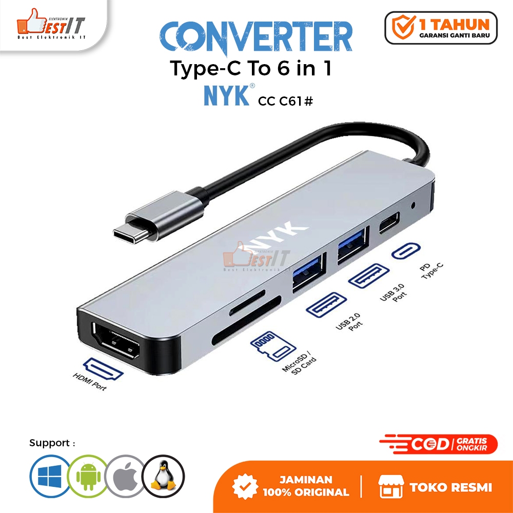 Jual Converter Type C To USB HUB Port HDMI MICRO SD USB 3.0 Multifungsi ...