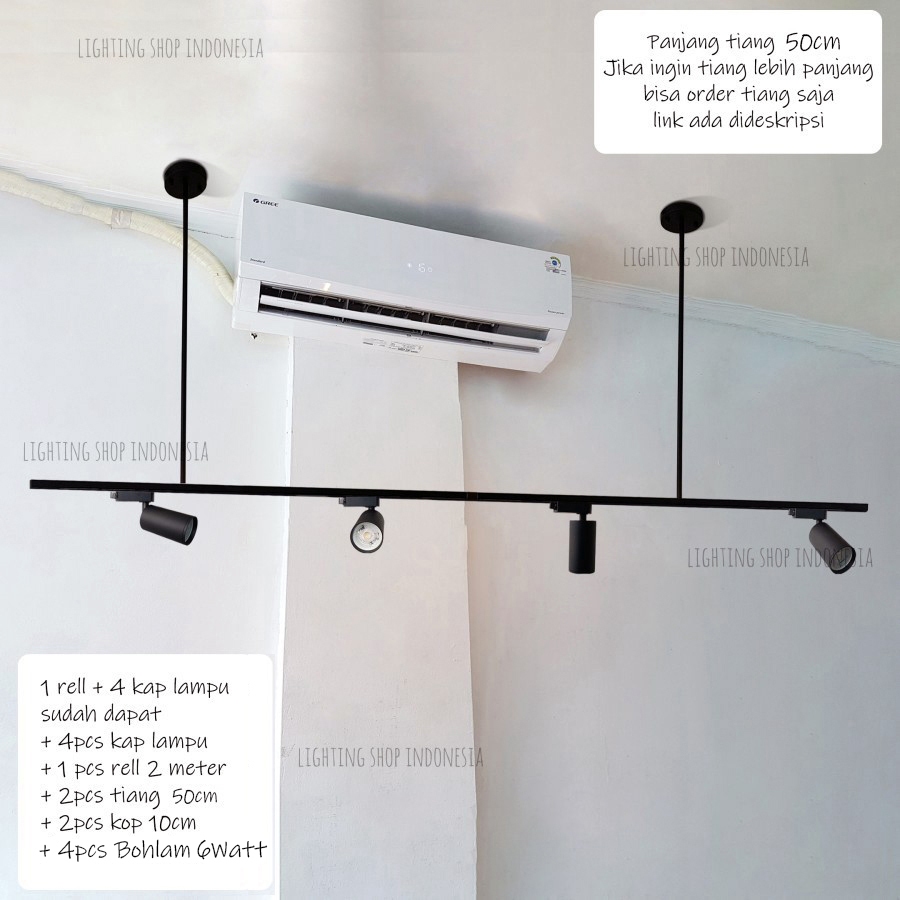Jual Lampu gantung 2meter sorot rell spotlight tiang plafon tinggi ...
