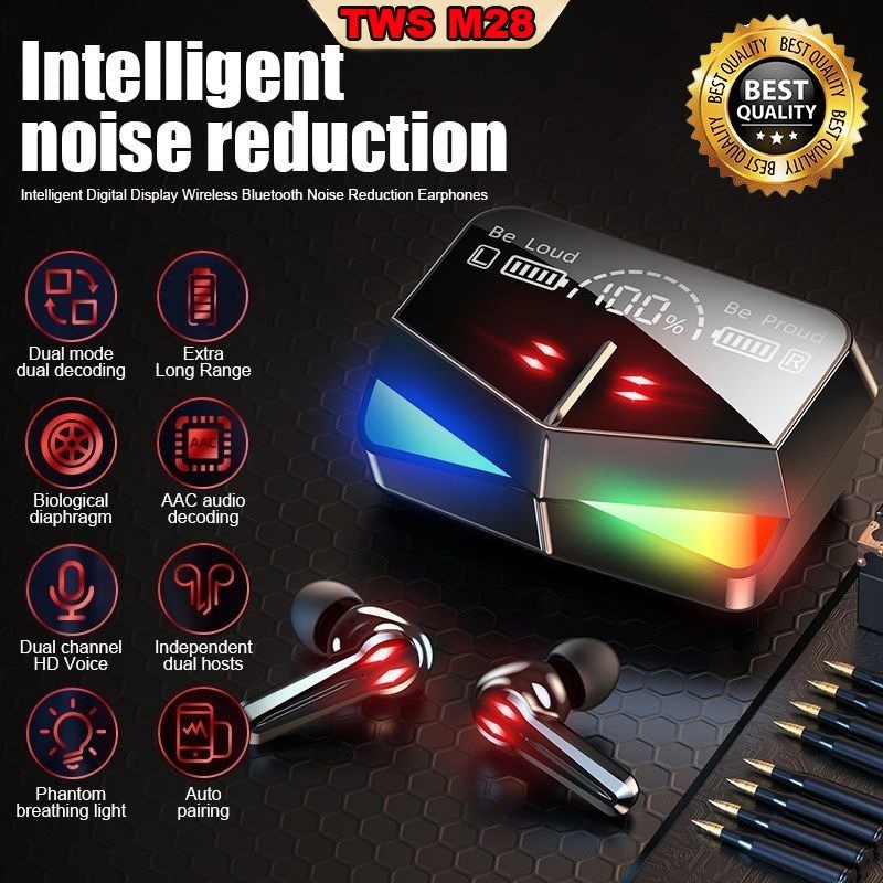 Jual Headset Bluetooth TWS M28 Gaming Wireless eSport HiFi 8D Digital ...