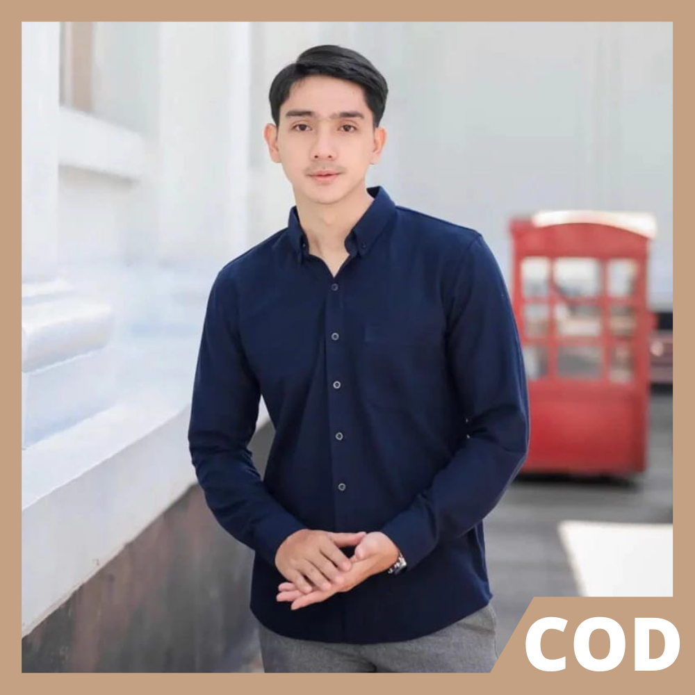 Jual BAJU KEMEJA PRIA LENGAN PANJANG TERBARU LEBARAN 2025 WARNA NAVY BY ...