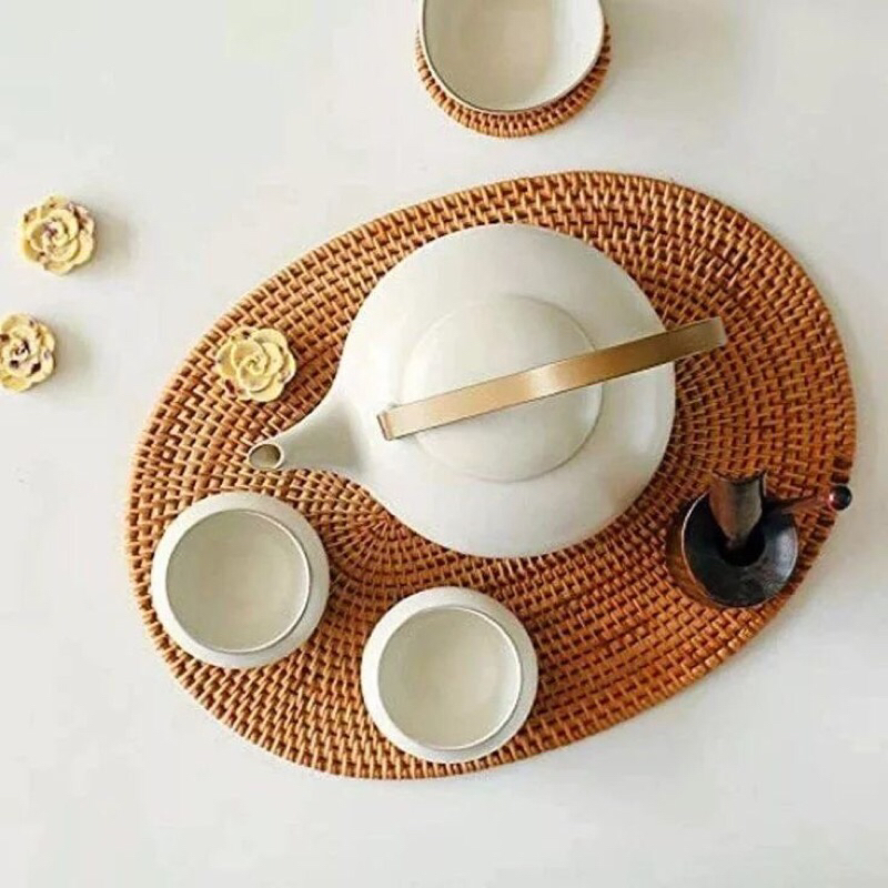 Jual Alas Piring Oval Anyaman Rotan Ate 30x40 | Rattan Placemat Lombok ...