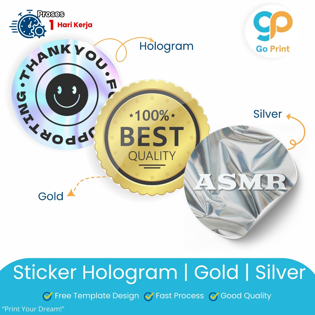 Jual Stiker Custom Hologram / Gold / Silver (Cetak + Cut). Model Bulat ...