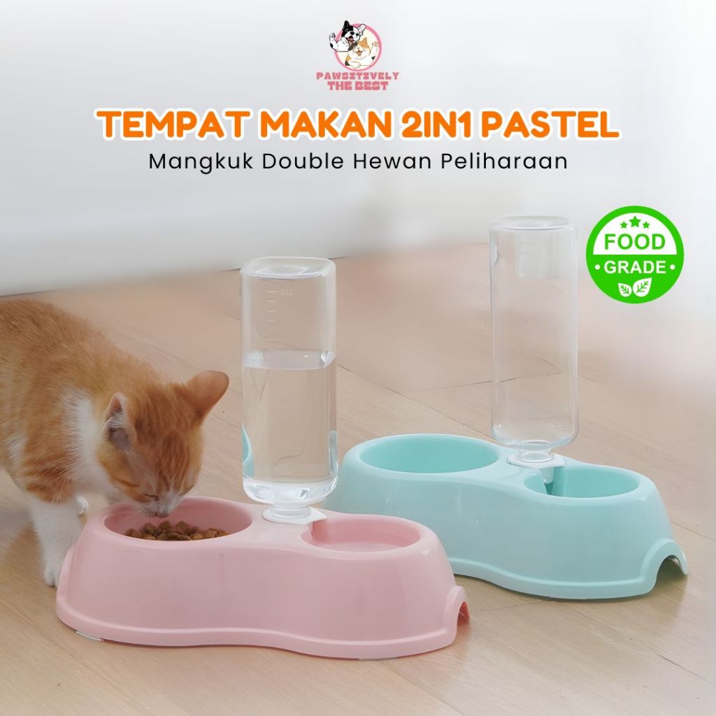 Jual Tempat Makan Minum 2 in 1 Otomatis Warna Pastel - Dispenser ...