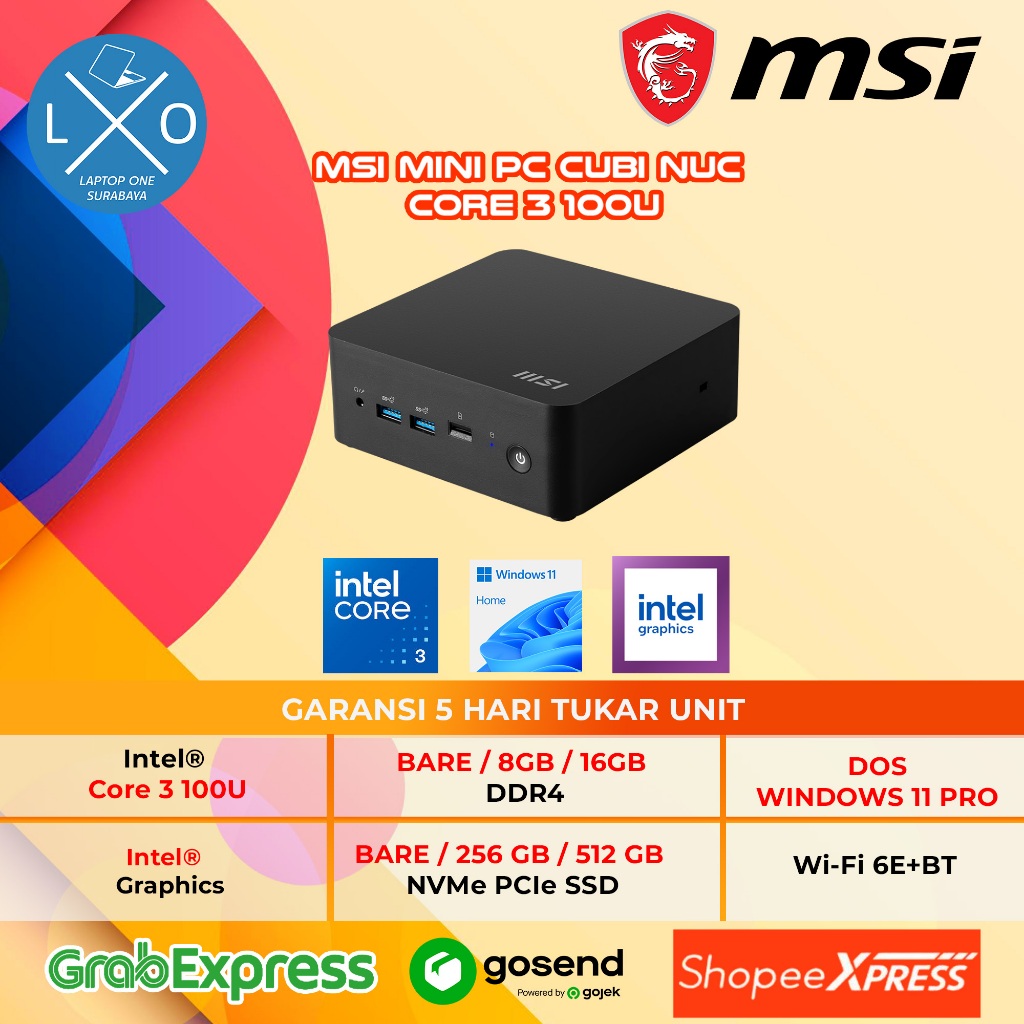 Jual MSI MINI PC CUBI NUC CORE 3 100U | Shopee Indonesia