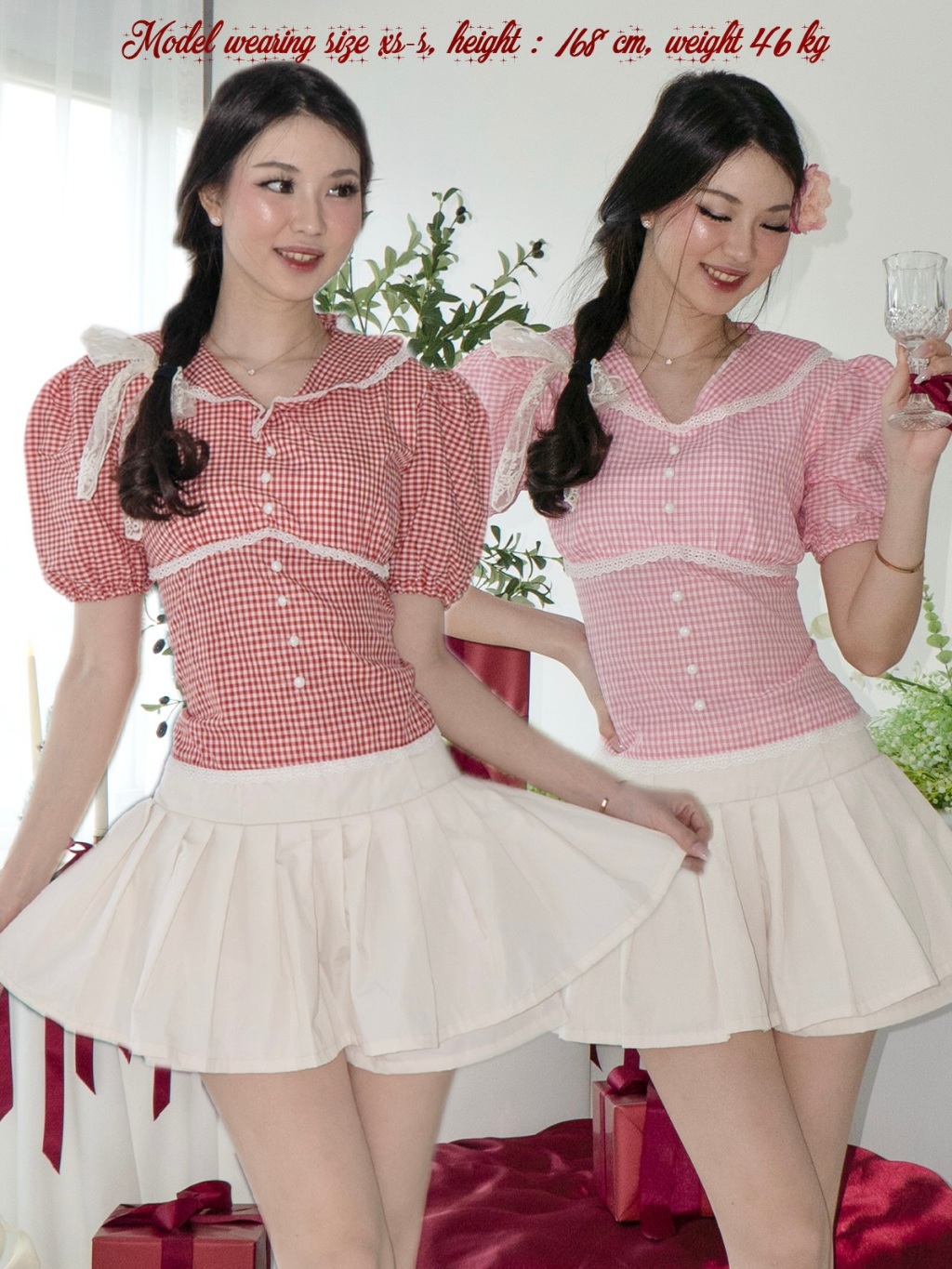 Jual Noelle Top || Swuave.Wear Swuave Cotton Gingham Coquette Bow ...