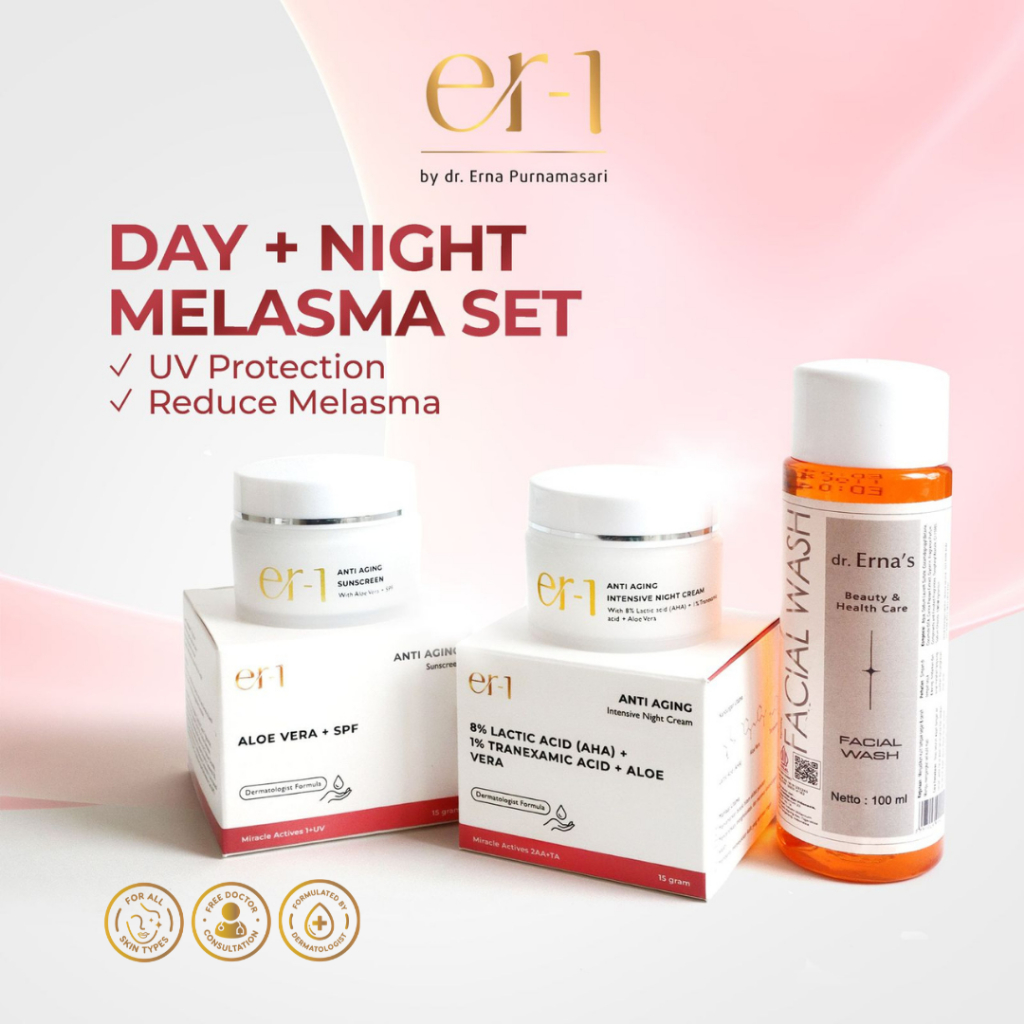 Jual er-1 by dr. Erna Tranexamic Aging Melasma Set 3 Pcs - Paket Skincare Melasma - Night Cream ...