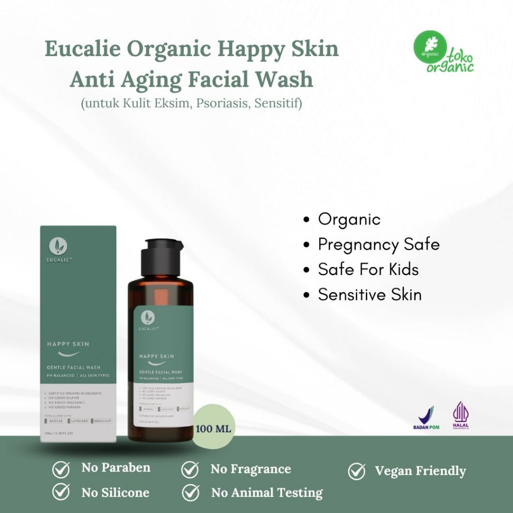 Jual Eucalie Organic Anti Aging Facial Wash - Happy Skin (100ML) Perawatan untuk Kulit Eksim ...