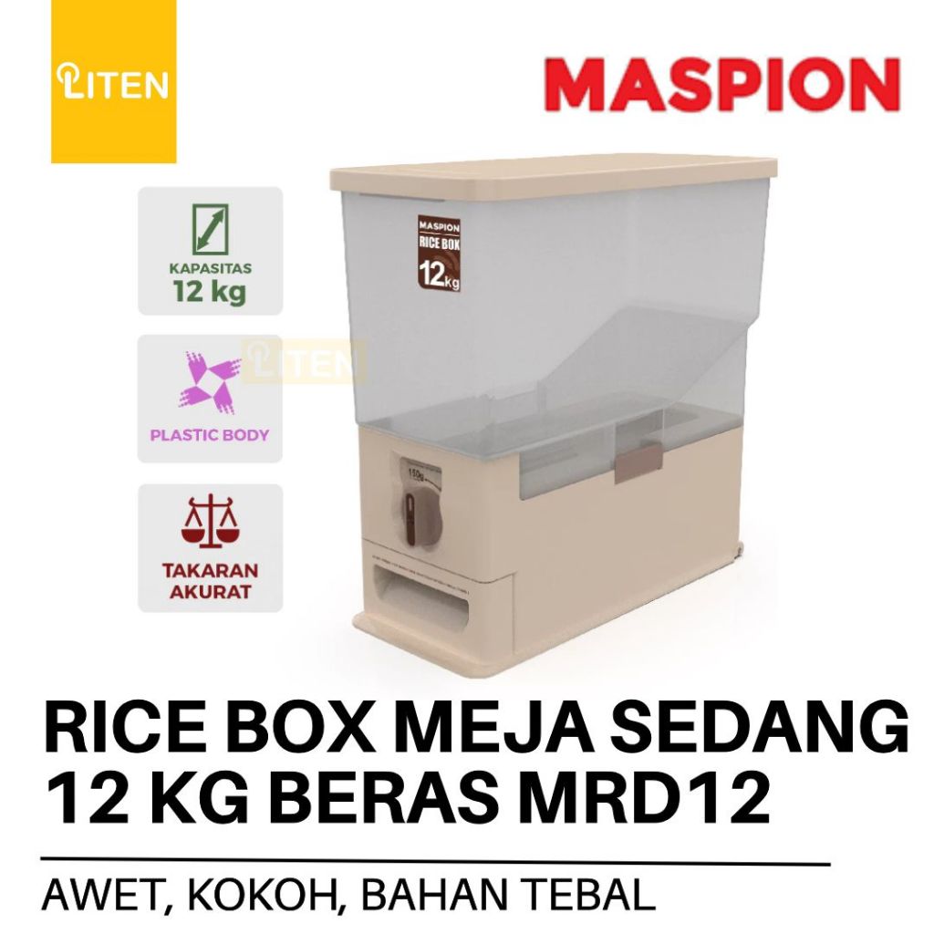 Jual MASPION MSP MRD-12 Rice Box Tempat Penyimpanan Beras Kapasitas 12 ...