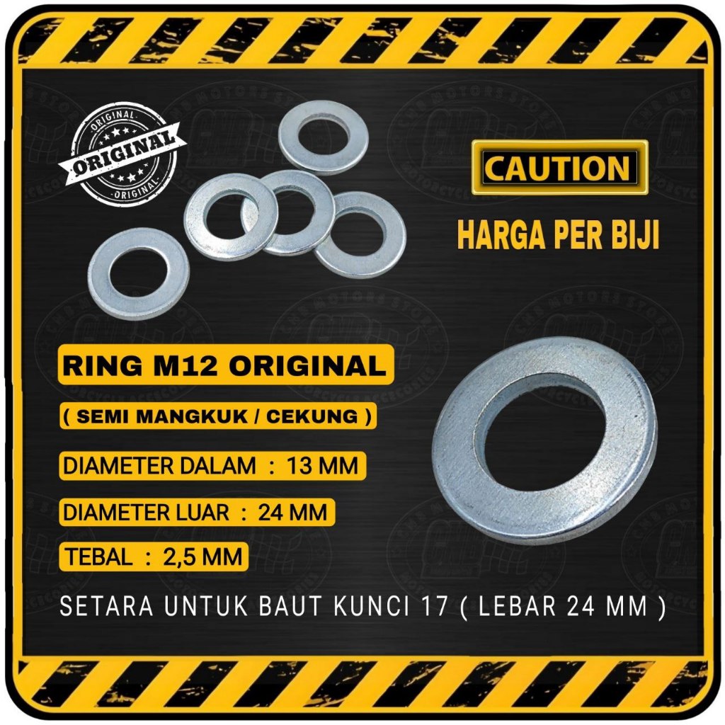Jual Ring Galvanis M12 Semi Mangkok Setara Untuk Baut Kunci 17 || As ...