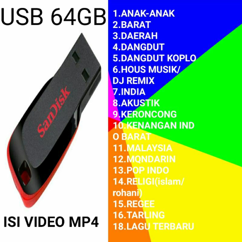 Jual usb flashdisk flashdis 64gb isi v de o mp4 bisa reques isi genre | Shopee Indonesia