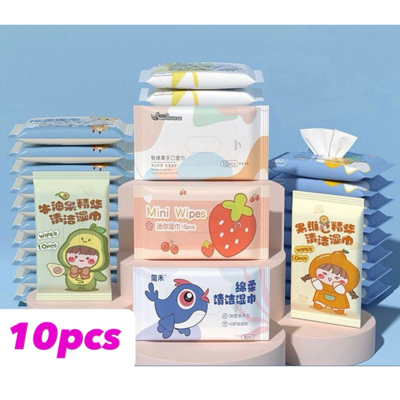Jual Tisu BASAH isi 10 lembar Karakter Lucu / Tissue Basah MINI / Wet ...