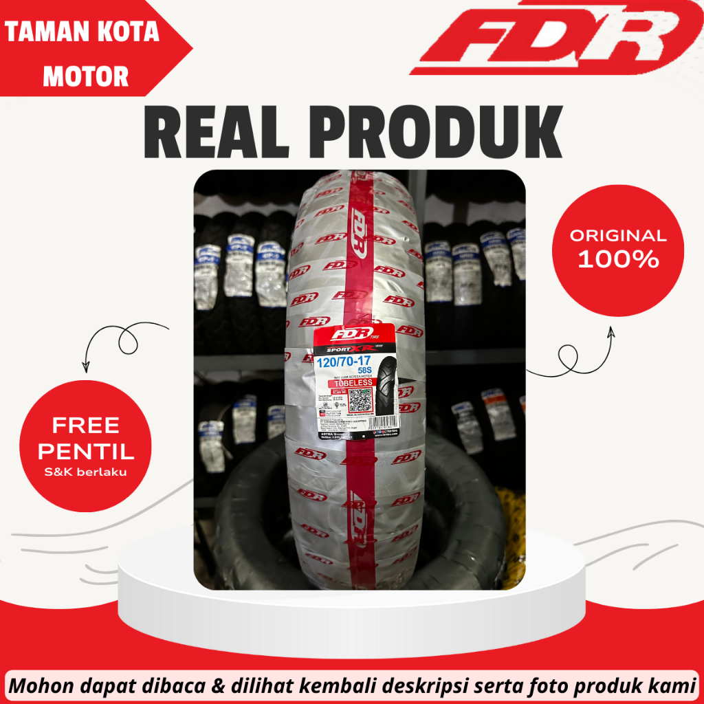 Jual BAN MOTOR BEBEK/SPORT FDR Sport XR Evo 120/70-17 Tubeless ( TL ...