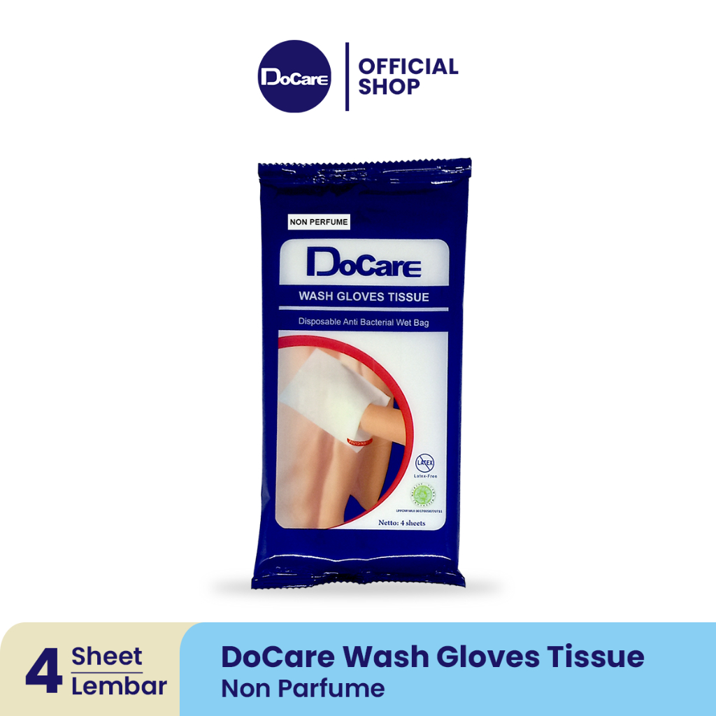 Jual DoCare Wash Gloves 4 sheet Non Parfume / Tissue Washlap Anti ...