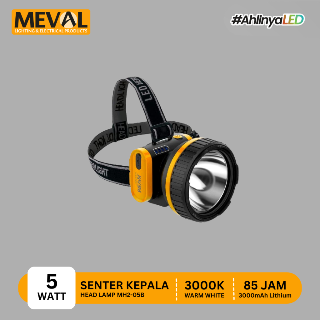 Jual MEVAL Senter Kepala LED Head Lamp Baterai Lithium 5 Watt - Kuning ...