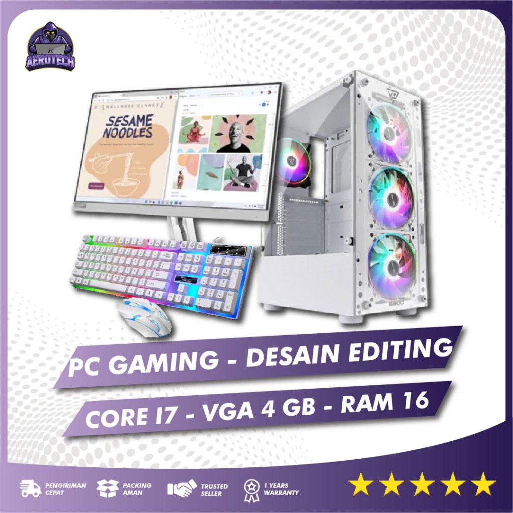Jual PC RAKITAN CORE I7 | RAM 16 GB | VGA 4 GB | SSD 128 GB | HDD 500 GB | LED 24 INCH 100HZ IPS ...